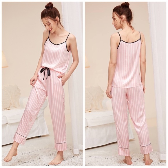 Boutique | Intimates & Sleepwear | New 3piece Pink Stripe Satin ...